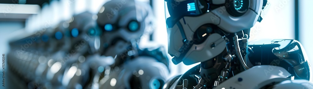 Futuristic Office: Cyborg Employees Engrossed in Advanced Training ...