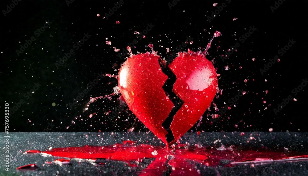Texture art of broken heart, instability, pain, sadness, destruction ...