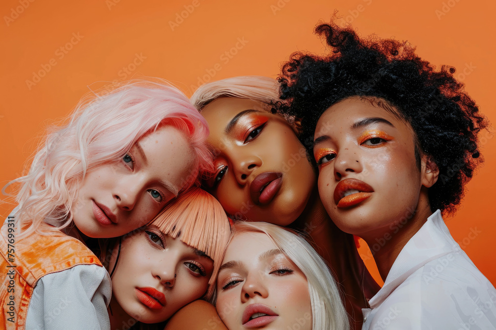 A Group Of Diverse Women With Different Skin Tones And Hair Colors