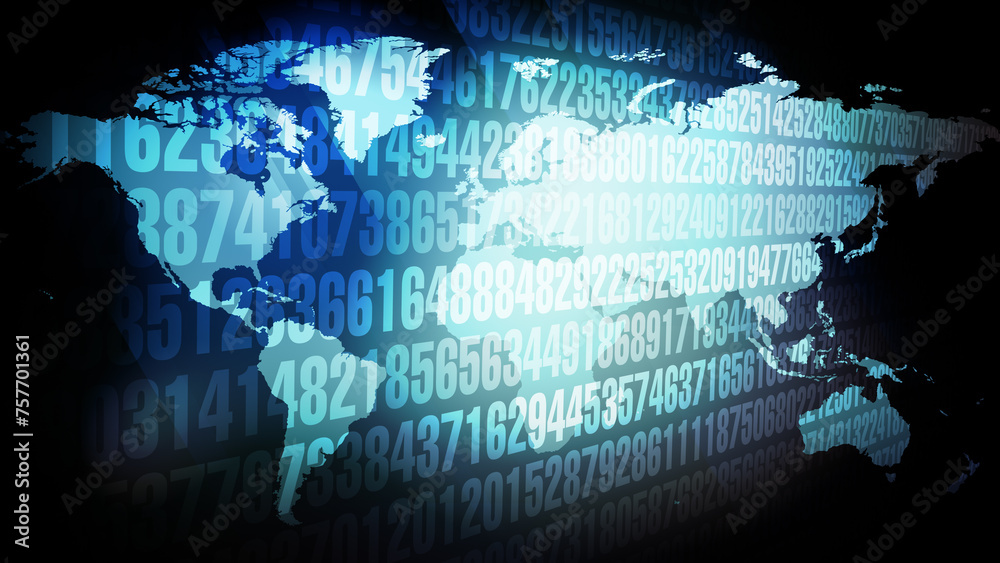 Counting Numerical Data Information On World Map Using Algorithm And Random Numbers For Machine