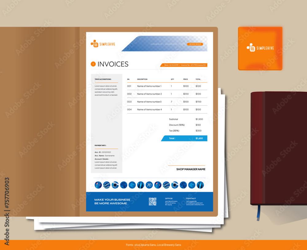 Invoices Design Templates And Mockup Quick Execution Business Templates Simplehive Stock