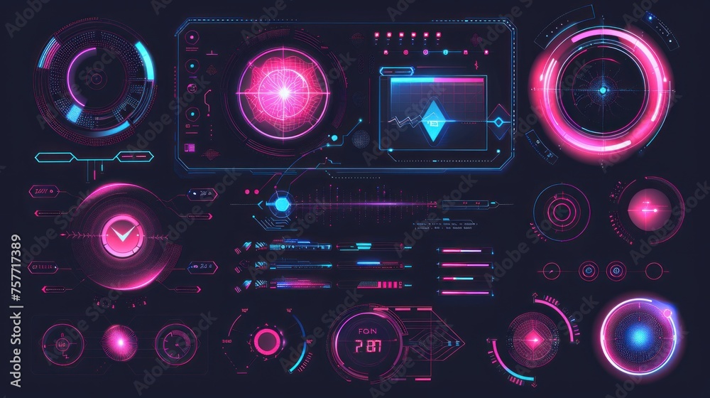 HUD - futuristic user interface elements for GUI, UI, UX, KIT. Futuristic user interface graphic ...
