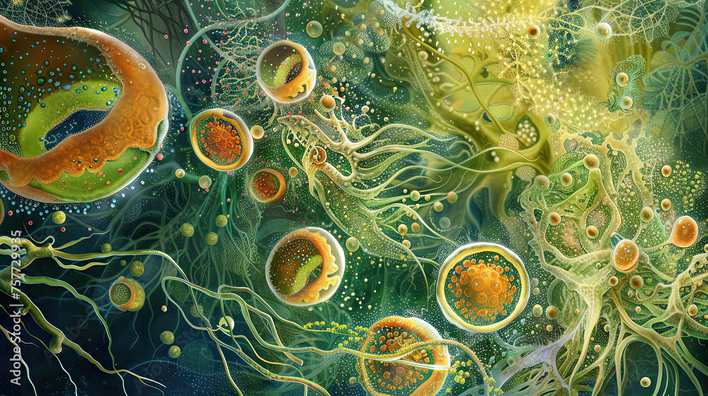 "Microcosm Majesty: A Freshwater Pond Ecosystem". Microscopic world of ...