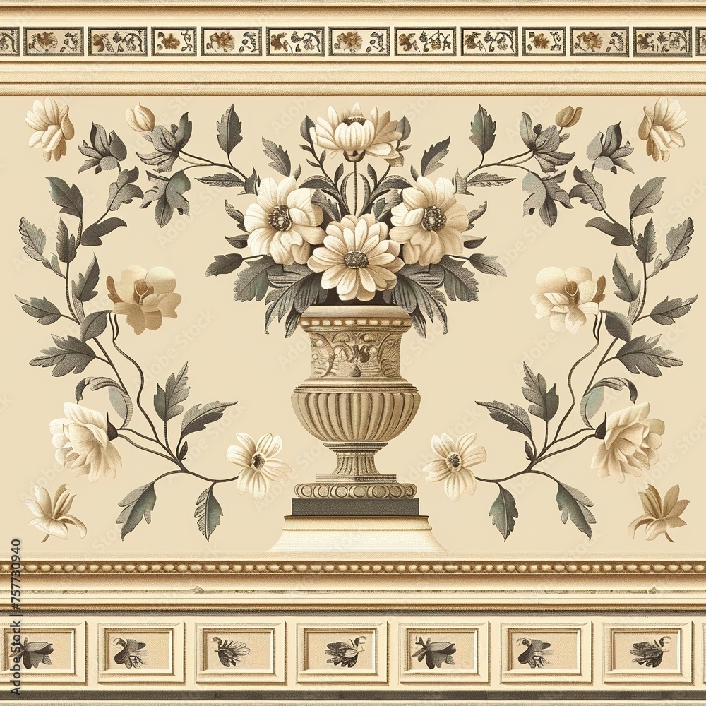 Neoclassical Art: Elegant designs based on Neoclassical art and architecture. Seamless Pattern ...
