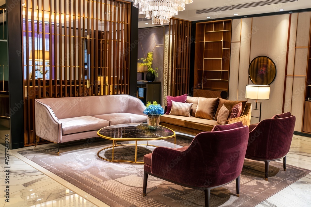 Elegant Lounge Area in a Luxury Hotel Lobby With Modern Chic Decor Stock Photo | Adobe Stock