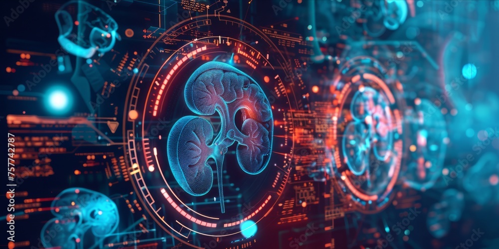 Futuristic kidney health analysis with holographic imagery and data ...