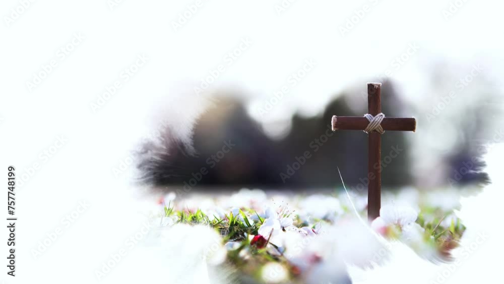 A cross symbolizing the death and resurrection of Jesus on Easter, a ...