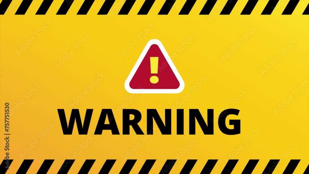 Vidéo Stock Motion graphic animation of warning text, with yellow ...