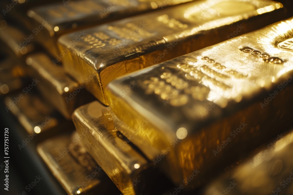 Ai generated ofGold bars Gold ingot, bullion gold, bank vault, stacked ...