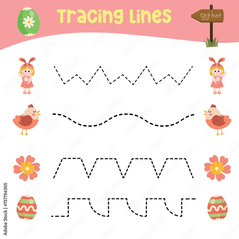Tracing vertical lines activity for children. Tracing worksheet for ...