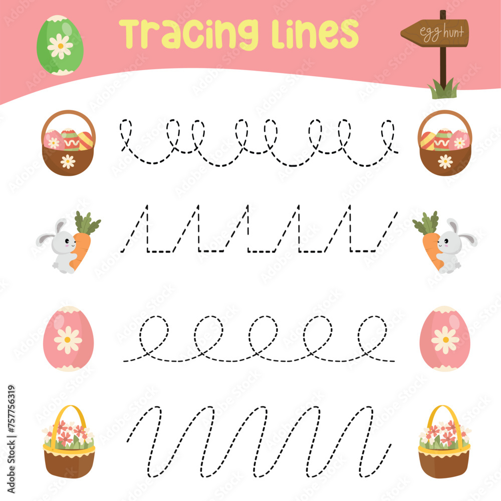 Tracing vertical lines activity for children. Tracing worksheet for ...