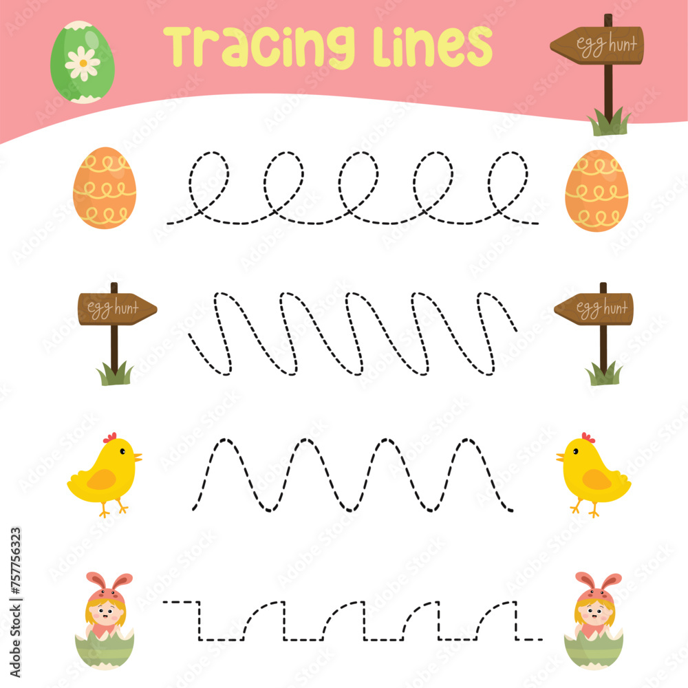 Tracing vertical lines activity for children. Tracing worksheet for ...