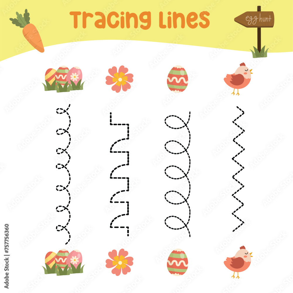 Tracing vertical lines activity for children. Tracing worksheet for ...