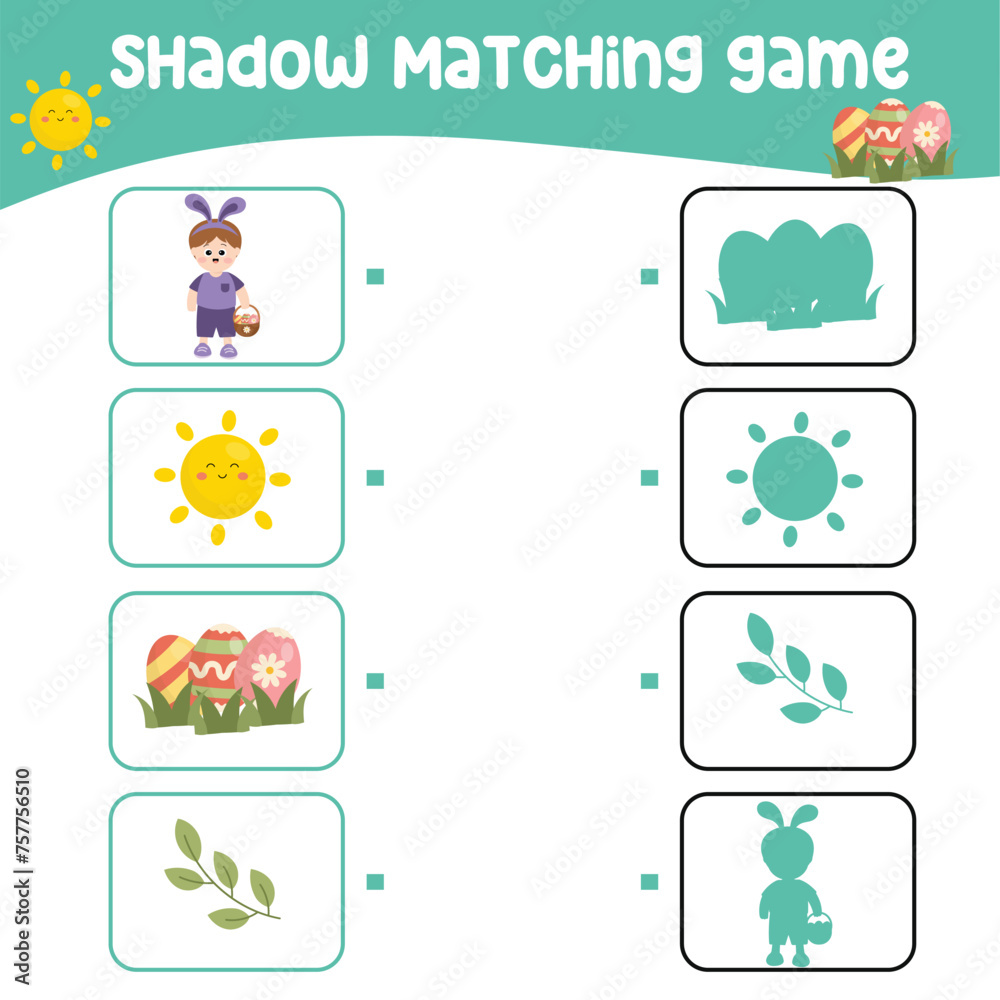 Matching shadow game for children. Find the correct shadow. Worksheet ...