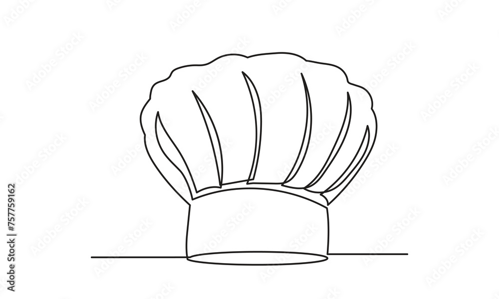 Chef hat vector continuous line drawing of chef hat or cap for ...