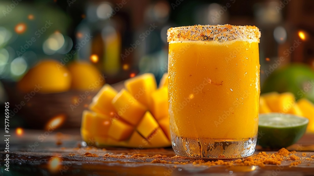 Mangonada Mexican Cocktail with Salted Rims. Mango Smoothie Margarita ...