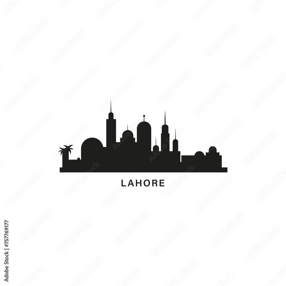 Lahore cityscape skyline city panorama vector flat modern logo icon ...