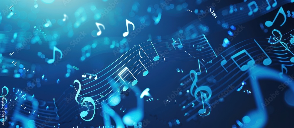Abstract blue music notes background Stock Illustration | Adobe Stock