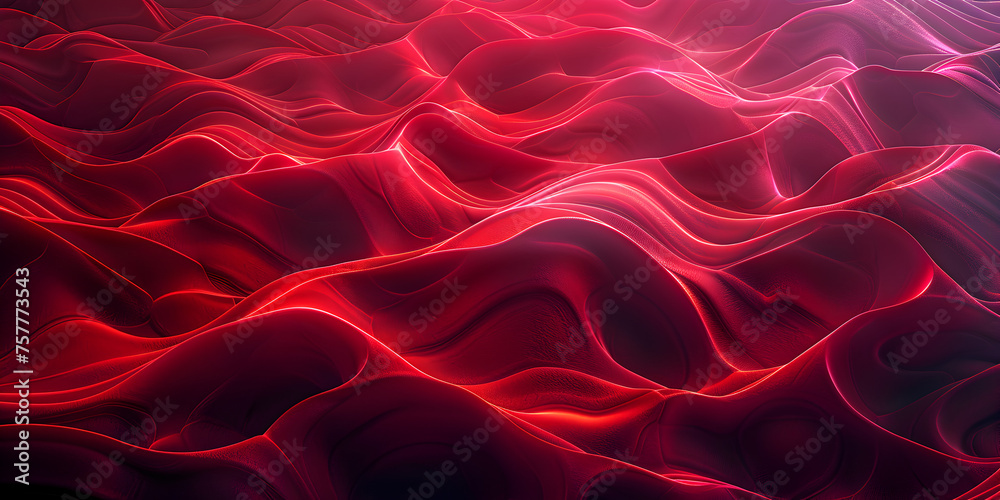 Looping abstract energy flow in red animated background, Red wavy ...