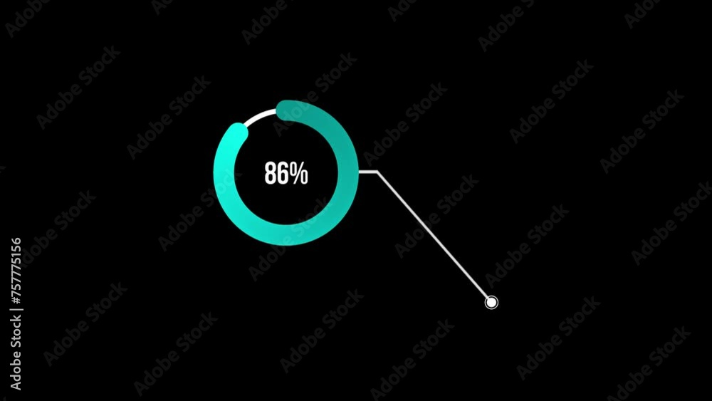 86 percent Call out Pie Chart Animation. Eighty Six percent Glowing ...