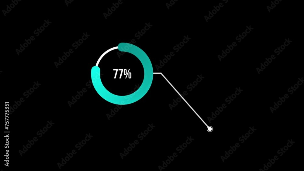 77 percent Call out Pie Chart Animation. Seventy Seven percent Glowing ...