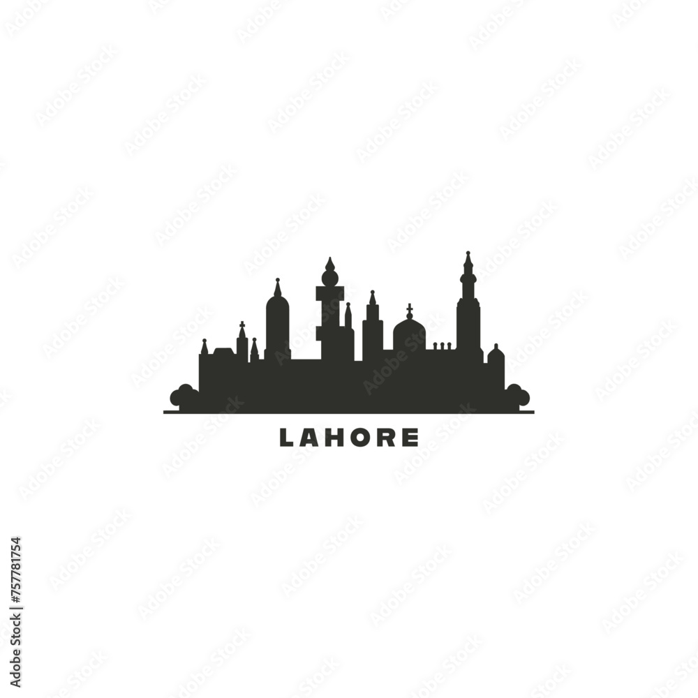 Lahore cityscape skyline city panorama vector flat modern logo icon ...