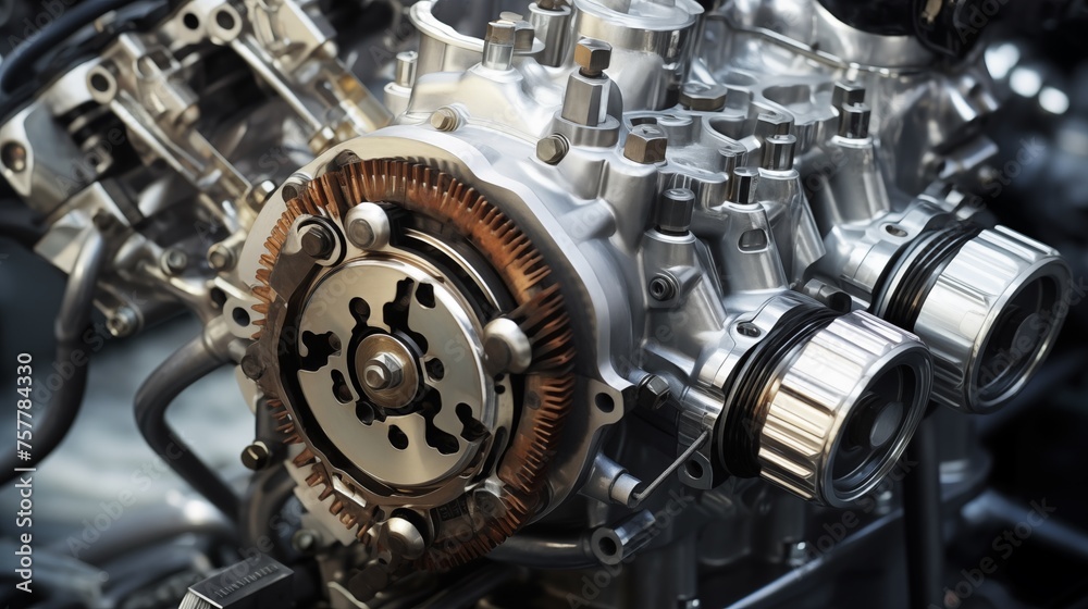 Backdrop illustrating a four-stroke engine in operation, showcasing the ...