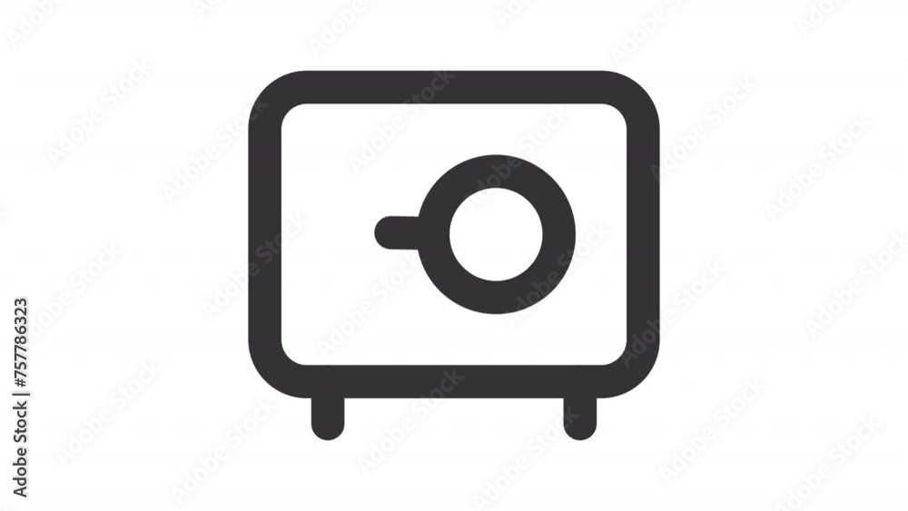 Animated personal safe icon. Rotating safe handle line animation. Hotel ...