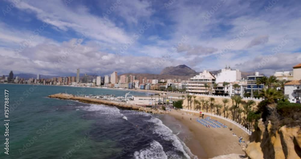 Vidéo Stock Footage of the beautiful town of Benidorm showing an old ...