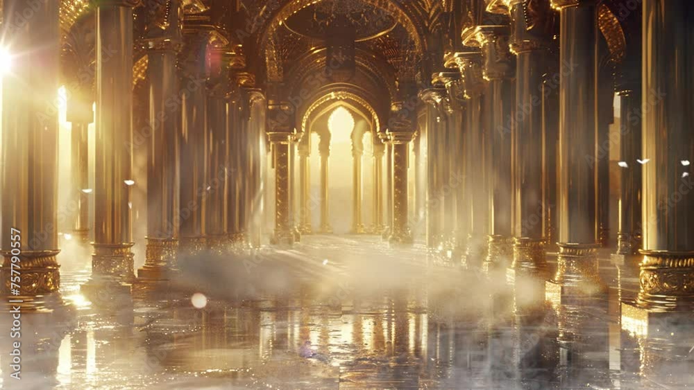 a hyper realistic fantasy interior of a temple. seamless looping ...
