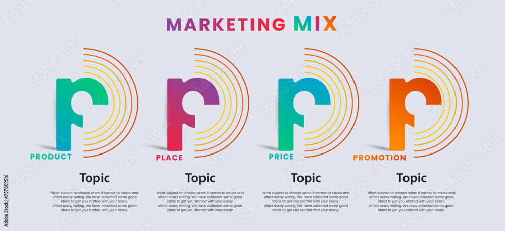 The 4 Ps of Marketing mix. Calorful 4Ps of marketing Mix vector ...