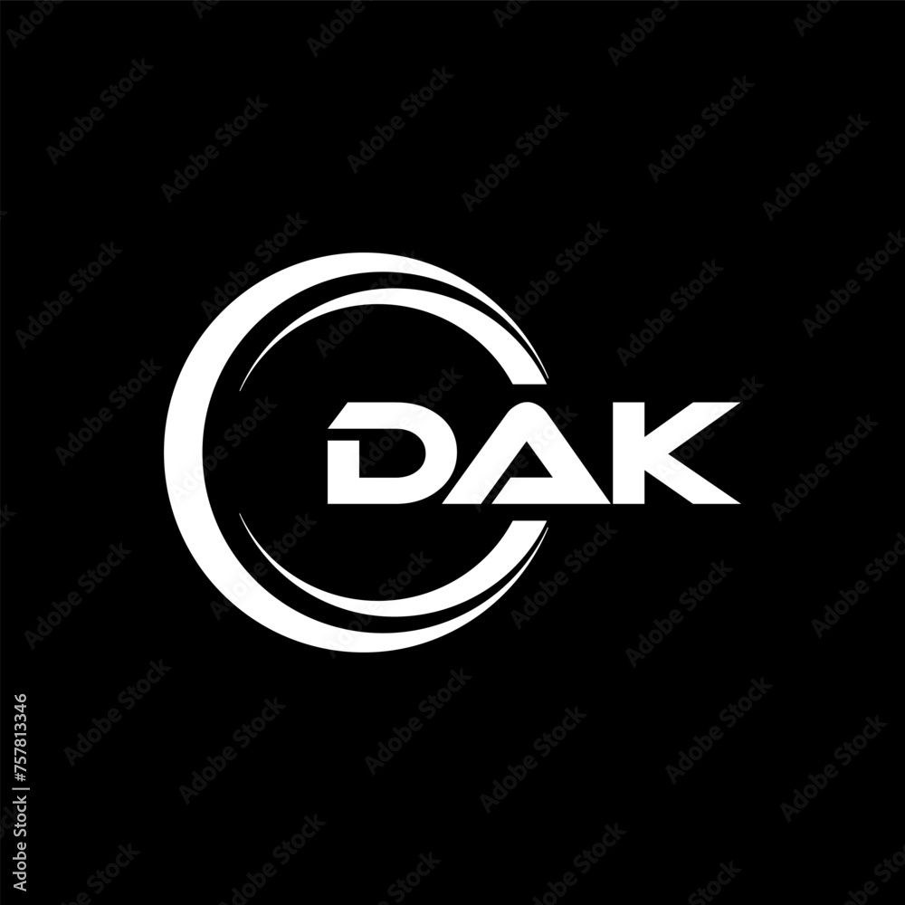 DAK letter logo design with black background in illustrator, cube logo ...