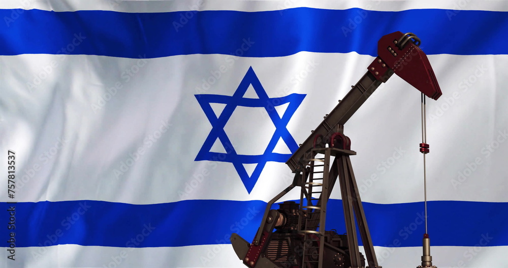 Image of oil rig over flag of israel Stock Illustration | Adobe Stock