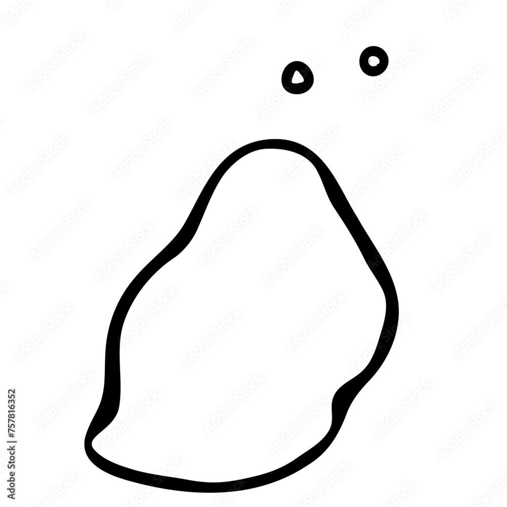 Mauritius country simplified map. Black ink smooth outline contour on ...