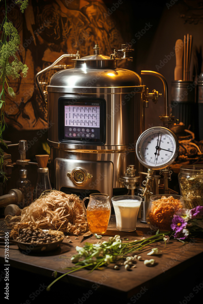 Homebrewing process: brewing equipment and setups. Stock Photo | Adobe ...