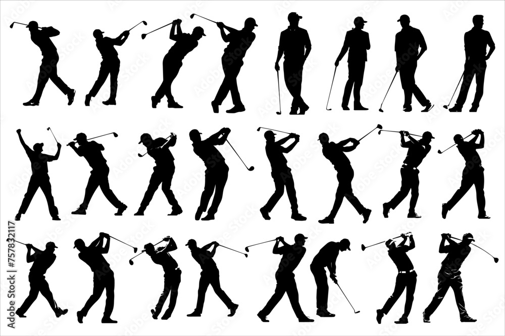 Golfer Players Silhouette Bundle, free golf silhouette clip art, man ...
