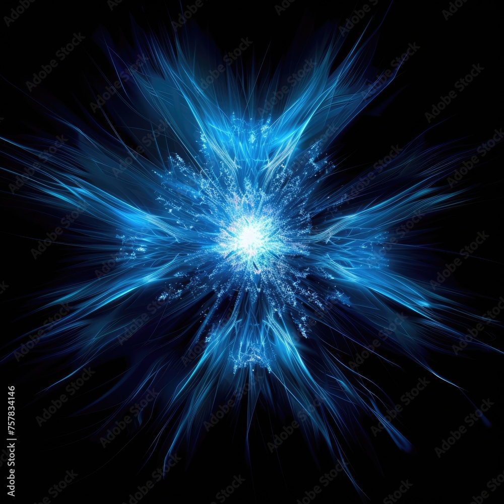 Beautiful Abstract Blue Spark Burst Background with Bright Center Beam ...