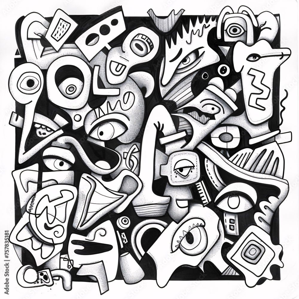 Eyes Everywhere: A Black and White Artwork of Eyes and Eye-Related ...