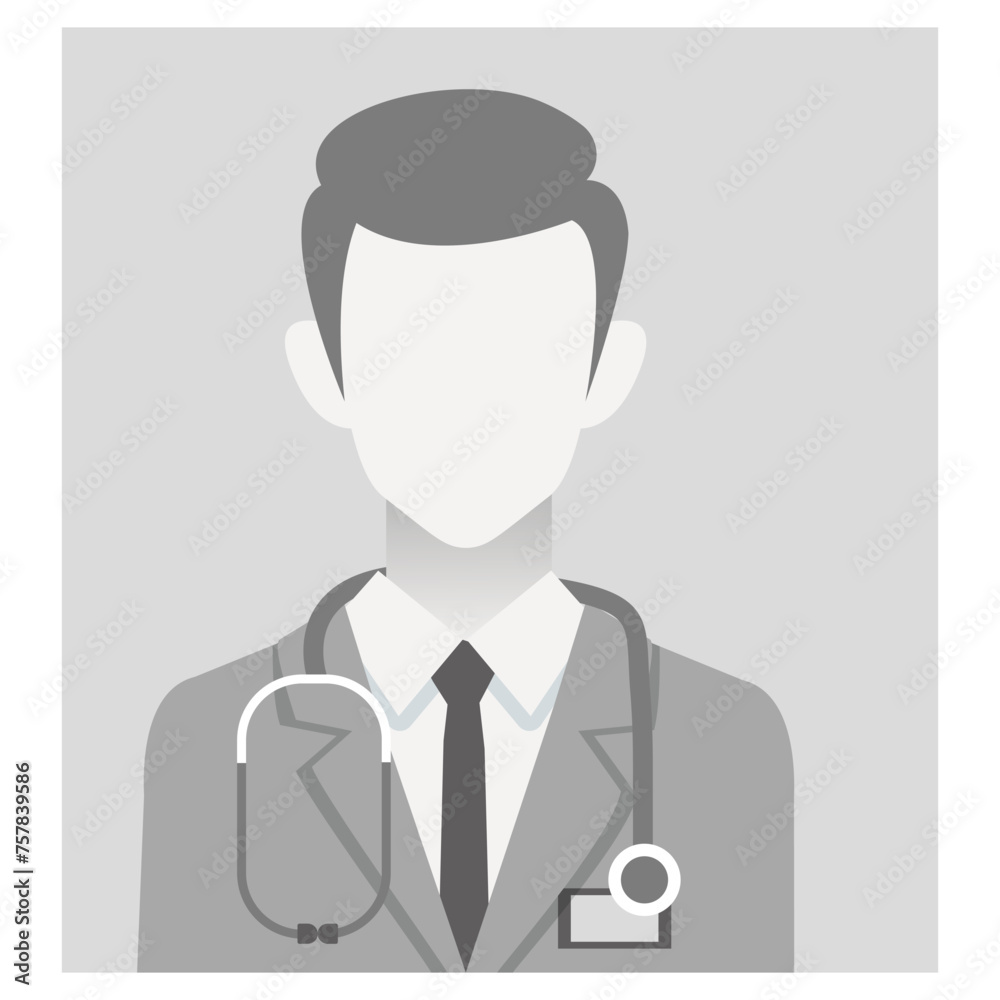 Default placeholder doctor portrait photo avatar on grey background ...