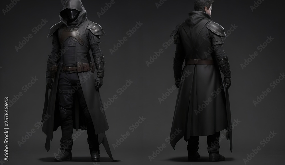 full-body shot, standing on ground, turn around character sheet, front ...