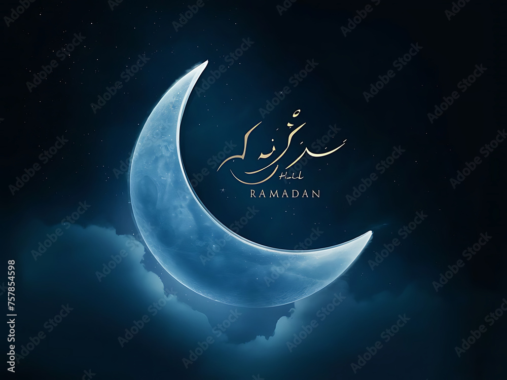 depicting the beautiful crescent moon, known as "Hilal Ramadan ...