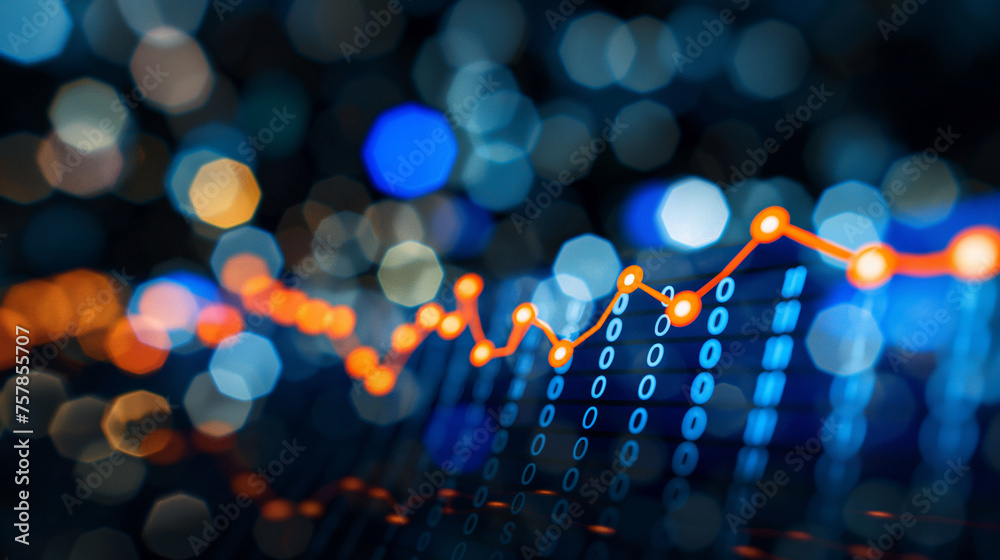 Stock market, financial candle light chart with dotted light abstract ...
