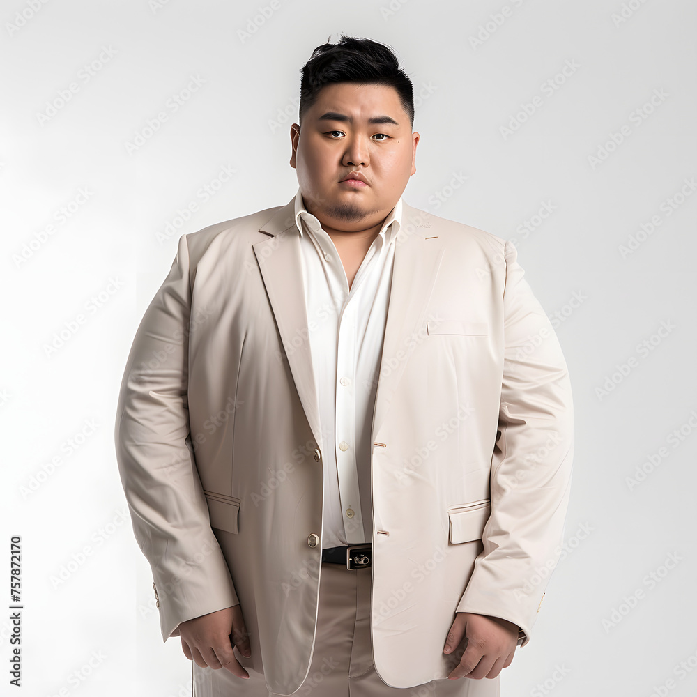 25-Year-Old Fat Chinese Man, Handsome, Tailored Suit Generative AI ...