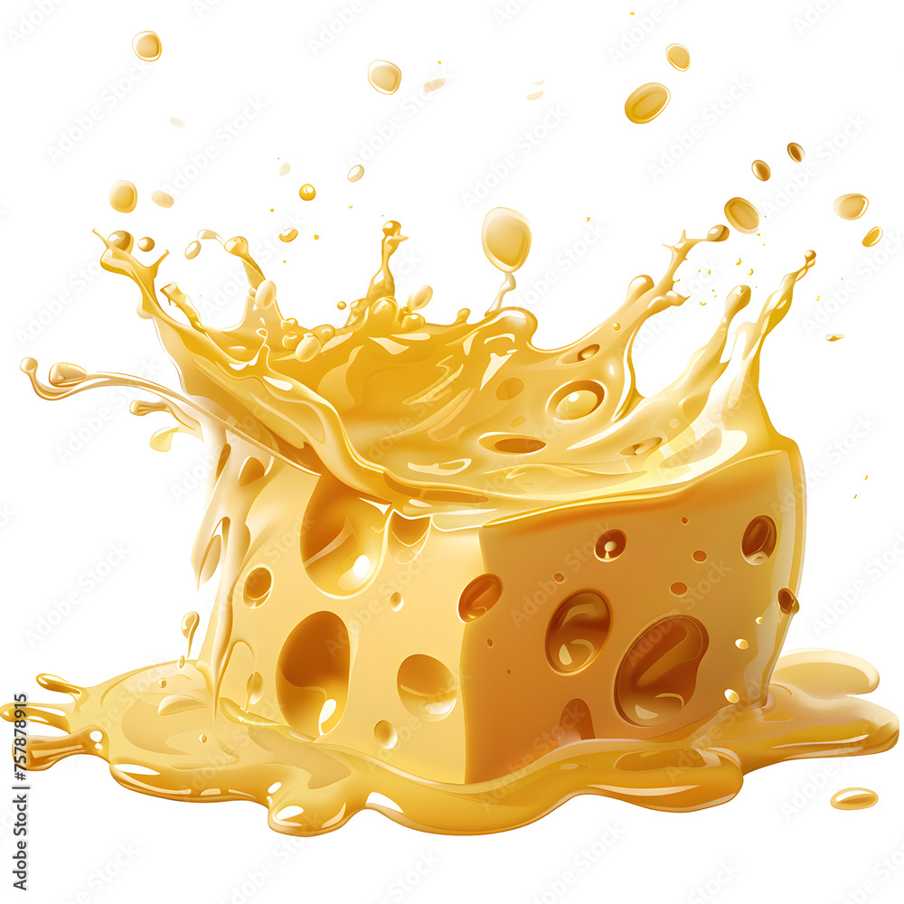 Splash of Cheese with drip and melting sauce splashing isolated on ...