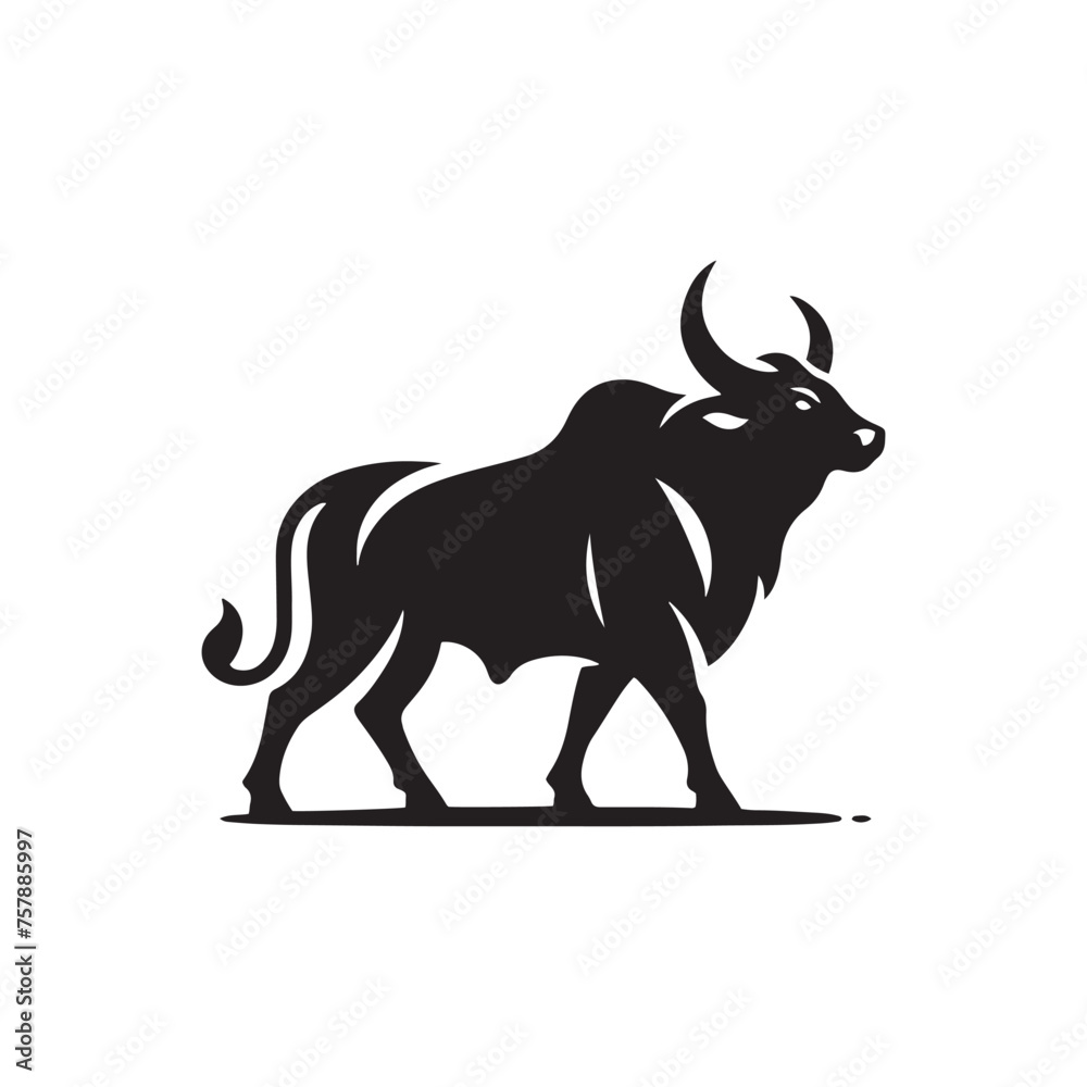 Gaur Silhouette Vectors: Majestic Wild Bull Designs for Wildlife ...