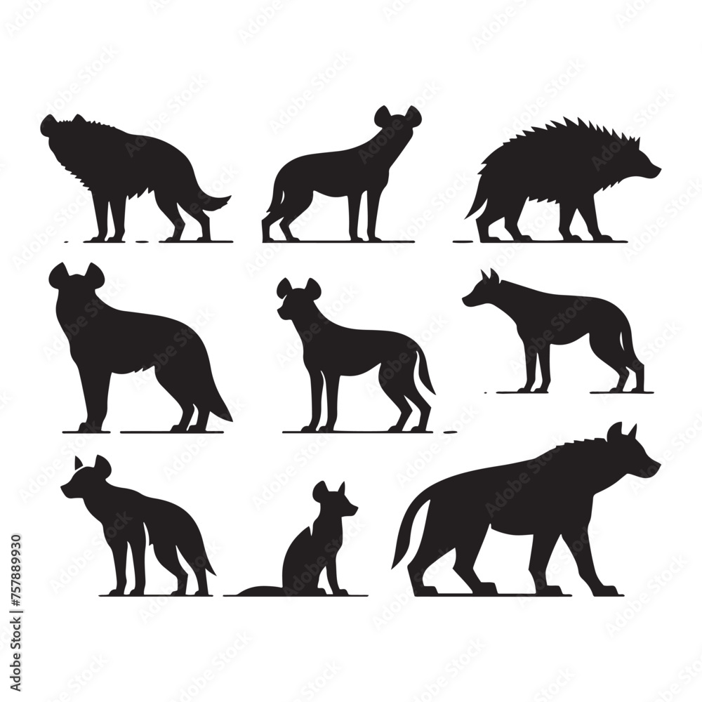 Hyena Silhouette Vector: Predatory Shapes for African Wildlife, Safari ...
