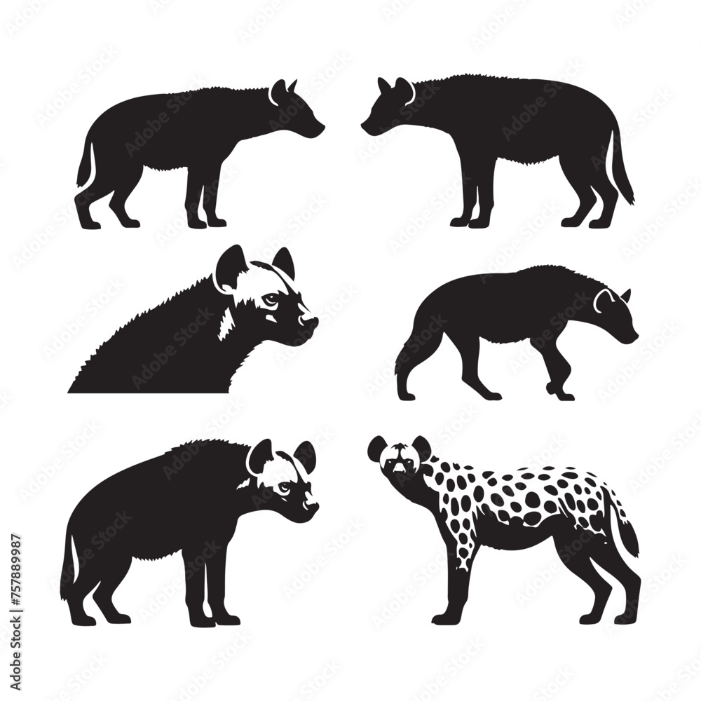 Hyena Silhouette Vector: Predatory Shapes for African Wildlife, Safari ...