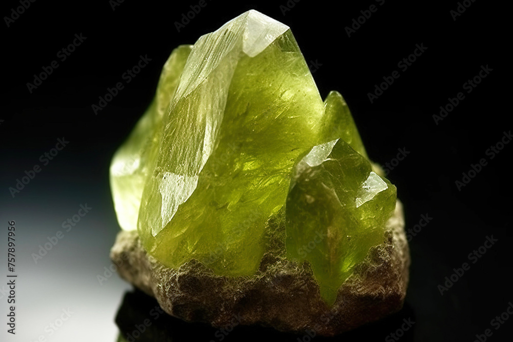 Idocrase Vesuvianite is rare precious natural stone on black background ...
