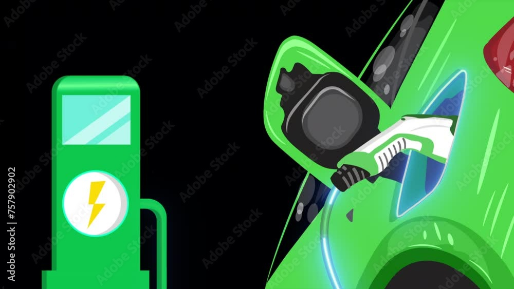 Vidéo Stock Animated Electric Car Charging at the Charging Station ...