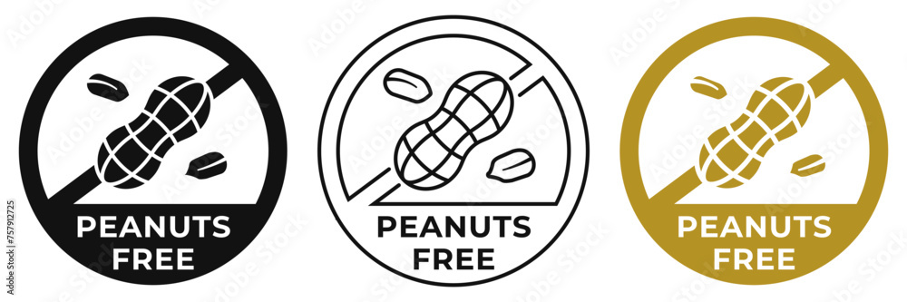 Peanuts free icon. No nuts forbidden label. Peanuts free ban or ...